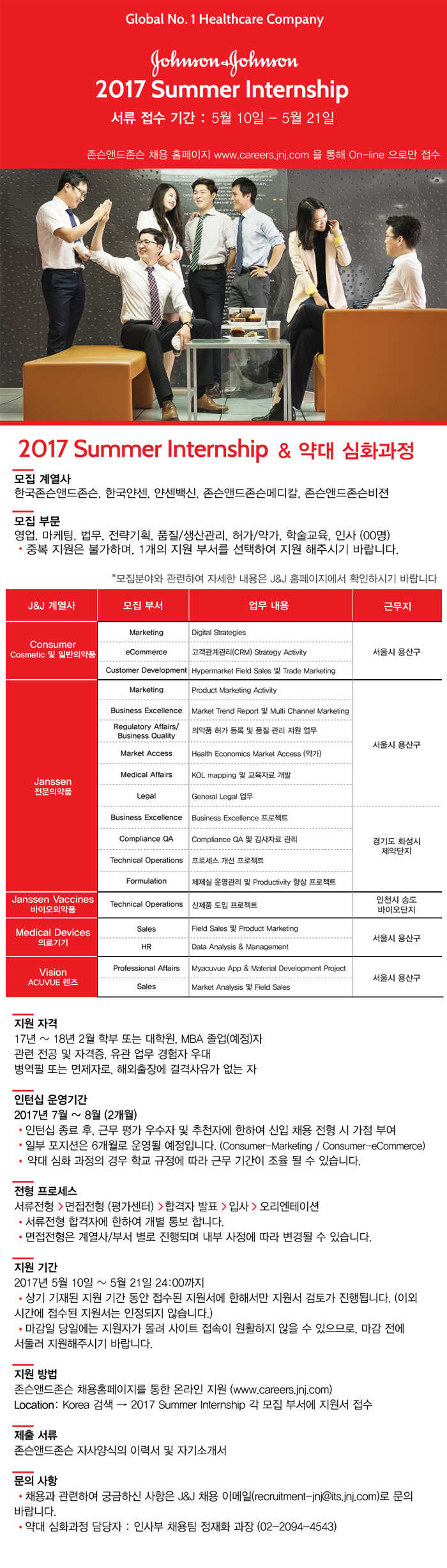 [(주)한국얀센] 2017 Summer Internship 채용 공고 - 사람인